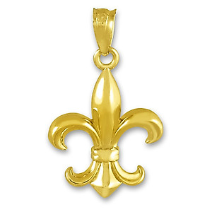 Religious Jewelry 10K Yellow Gold Fleur-de-Lis Charm Pendant