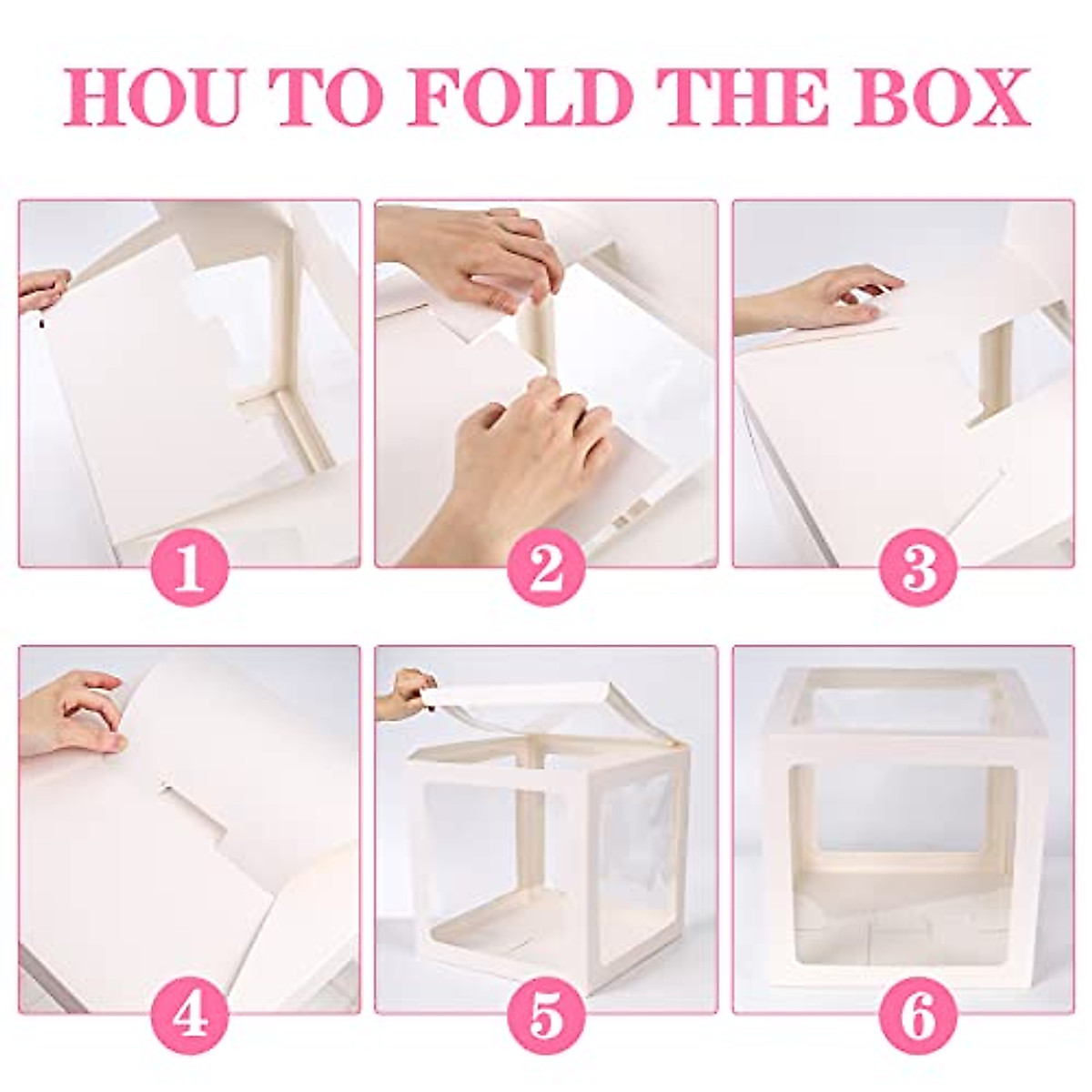 Sharlity Baby Boxes with Letters for Shower, 4 Pcs Balloon 16 Gender Reveal Decorations, Birthday Party Decorations (White)