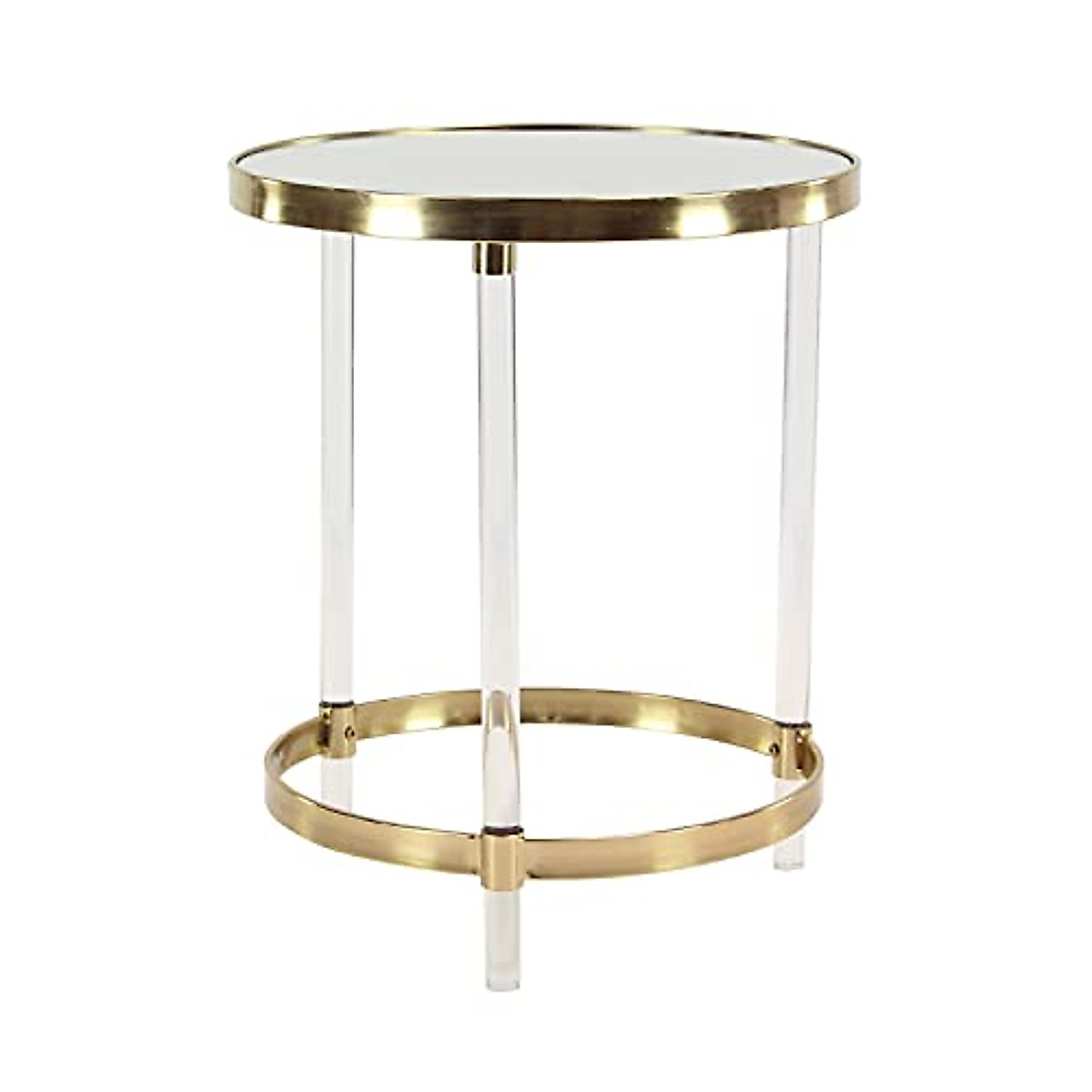 Deco 79 Acrylic Round Accent Table with Mirrored Top and Acrylic Legs, 19" x 19" x 23", Gold