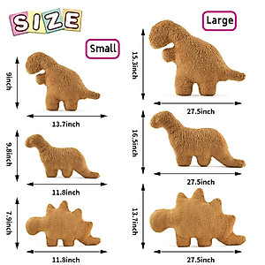 SNOWOLF Cute Dino Nugget Pillow Soft Squishy Dinosaur Chicken Nugget Pillow Plush Toy for Decorations (Can't Stand Still), Creative Gift Ideas for Boys Girls Easter Birthday (Stegosaurus), 13.7"