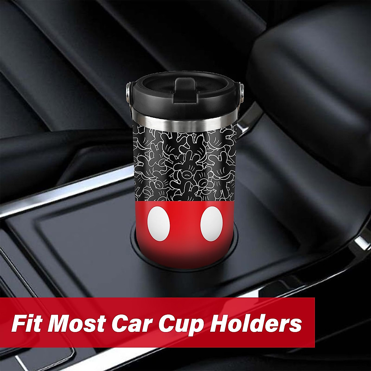 thmasamwr Cute Mouse Tumbler with Lid and Straw, Stainless Steel 30oz Tumbler with Handle, Cartoon Mouse Gifts Coffee Mug Water Bottle Cups for Women and Girls