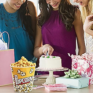 Tebery 12 Pack Plastic Popcorn Containers Reusable Popcorn Bucket Tub for Movie Night - 7 x 7 Inches