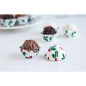 Fox Run Christmas Disposable Bake Cups, 1.5 x 1.5 x 0.75 inches, White