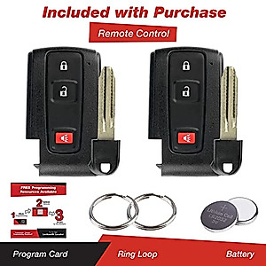 KeylessOption Keyless Entry Remote Smart Car Key Fob for Toyota Prius 2004-2009 FCC ID: MOZB31EG (DIY Step-by-Step Programming Instruction Included) Pack of 2