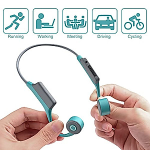 WANFEI Bone Conduction Headphones, Running Bluetooth Headphones, Air Open Ear Wireless Earphones with Mic for Sports Hiking Running Driving Cycling Fitness Workouts Walking