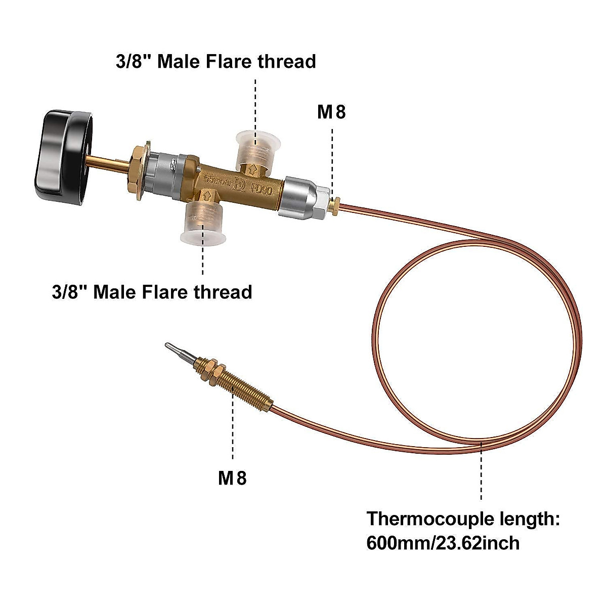 WADEO Bundle - 2 Items Low Pressure LPG Propane Gas Fireplace Fire Pit Flame Failure Safety Control Valve Kit - Fire Pit Igniter, Push Button Ignition Kit for Gas Grill, Heater, Fire Pit