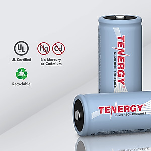 Tenergy C Size Battery 1.2V 5000mAh High Capacity NiMH Rechargeable Battery for LED Flashlights Kids Toy and More (8 pcs)