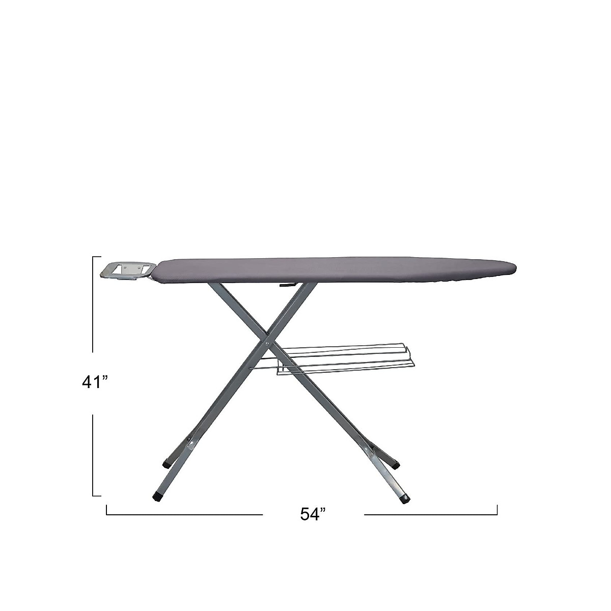 Household Essentials Silver Deluxe Ironing Board with Iron Rest and Clothes Rack