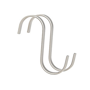 RuiLing Premium 12 Pack Size Medium Brushed Stainless Flat S Hooks Kitchen Pot Pan Hanger Clothes Storage Rack.