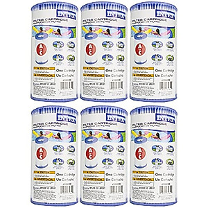 Intex Easy Set 18 Foot by 48 Inch Round Inflatable Above Ground Swimming Pool with Filter Pump, Ladder, Pool Cover, and 6 Pack Filter Cartridges, Blue