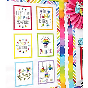 Schoolgirl Style Light Bulb Moments Classroom Decor Bundle, Classroom Calendar, Growth Mindset Bulletin Board Sets, Bulletin Board Border, Cutouts, Nameplates, Motivational Poster Pack (588 pc)