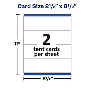 Avery 5305 Medium Embossed Tent Cards, White, 2-1/2 X 8-1/2, 100 Cards/Box