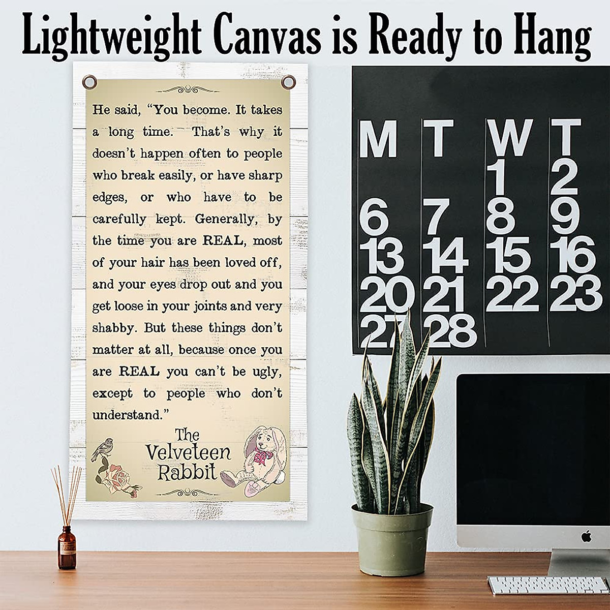 The Velveteen Rabbit Quote Wall Art - Literary and Book Page Wall Art, Inspirational Poster for Book Lovers, Great Nursery and Kids Room Decor and Gift, 16x32 Canvas Wall Scroll Art Print Poster