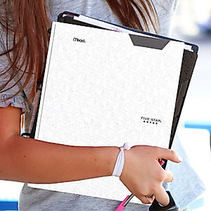 Five Star 2 Pocket Folder, Stay-Put Folder, Plastic Colored Folders with Pockets & Prong Fasteners for 3-Ring Binders, 8-1/2" x 11", White (72494)