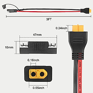PAEKQ 10AWG SAE Connector to XT60 Female Adapter Connect Solar Panel 3FT XT60 Connector to SAE Connector Extension Cable for Lipo Battery and Delta Portable Power Station RV Solar Generator(3Feet)