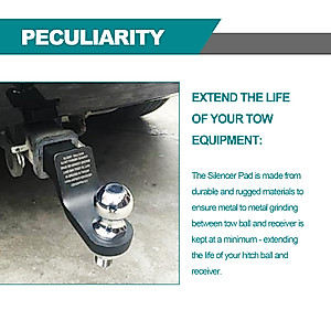 3 Pack 2-inch Hitch Receiver Silencer Pad for Adjustable Ball Mounts Reduces Rattle & Eliminate Noise, Provides Cushion Between Hitch Receiver and Tow Hitches, Black