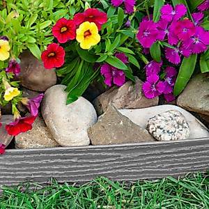 EasyFlex Tall Wall No-Dig Landscape Edging with Anchoring Spikes, 2.5 in. Tall Straight Top Plastic Garden Border with Woodgrain Texture, 40 Foot Kit, Gray (3220GYE-40C)