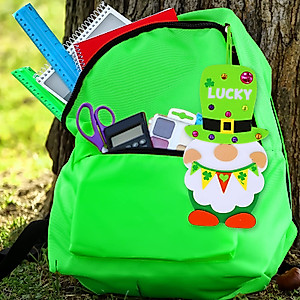 Winlyn 24 Sets St. Patrick's Day Decorations Gnome Shamrock Ornaments DIY St. Pat's Craft Kits Assorted Lucky Four-Leaf Clover Irish Shamrock Foam Stickers for Kids Classroom Home Activity Art Project