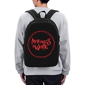 Tjervhie Motionless Rock In Band White Backpack,unisex casual book bags,external usb interface,earphone cable interface,label.traveling backpack suitable for business