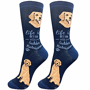 E&S Pets Pet Lover Socks - Dog Socks - Cat Socks - Fun Pet Lover Gifts - Cute Crew Socks - Unisex Novelty Socks - One Size Fits Most (Golden Retriever)
