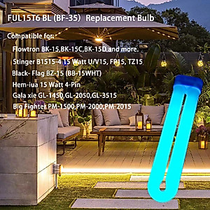 2 Pack FUL15W BL (BF-35) Fluorescent Black Light Bulb Replacement Compatible Flowtron BK-15D,Hemiua Zap T6 Pro,BlackFlag BB-15WHT,Stinger U/V15, FP15, TZ15, U Shaped Twin Tube Bulb for T6 T8 T9