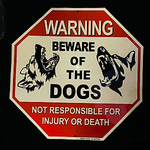 Beware of Dog Sign Reflective Highly Visible 12x12" Dog Warning Signs Beware of The Dogs Aluminum Warning Sign,2 Pack, Not Responsible for Injury Or Death , Business, Driveway Alert