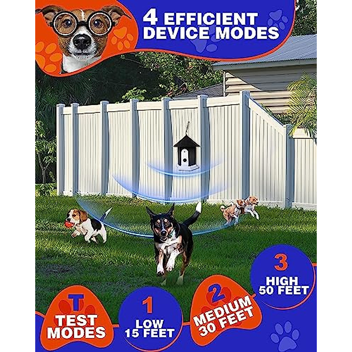 NOLTSE Anti Barking Device, Automatic Ultrasonic Dog Barking Control Devices & Dog Training Tools, Outdoor Waterproof Bark Box with 3 Levels & 50 Ft Range, Dog Barking Deterrent Safe for Human & Dog
