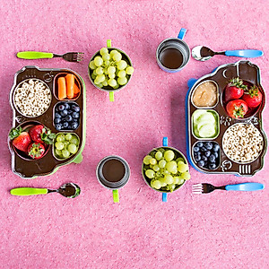 Innobaby Din Din Smart EZ Grip Spoon and Fork with Carrying Case, Utensil Set for Kids and Toddlers, BPA Free (Green)