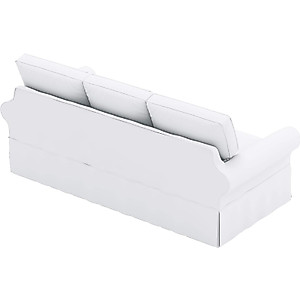 Dense Cotton Sleeper Cover. It Fits Pottery Barn PB Basic Three Seat Sleeper Sofa Bed. A Quality 3 Seater Sofa Bed Slipcover (White Durable)