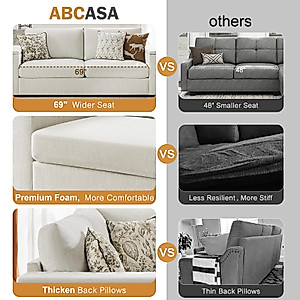 ABCASA 112" Modular Sectional Sofa Couch with Detachable Sofa Cover & Storage Armrest,L Shaped Couch for Living Room,Linen Fabric Corner Couch(5 Seater Sofa,Ivory)