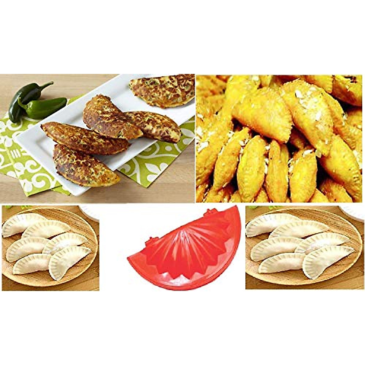 plenzo 4 PCs Heavy Plastic Dough Press Dumpling Samosa Modak Gujiya Pie Mould Maker Kitchen Tool (Professional)