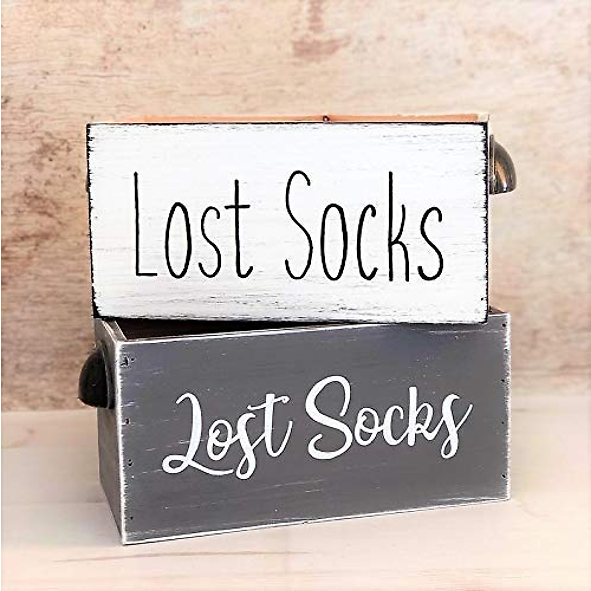 Lost Socks Basket - Farmhouse Laundry Room Decor - Lost Sock Wood Crate - Laundry Room Storage and Organization