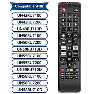 Gvirtue BN59-01315A BN59-01315D Replacement for Samsung Remote Control and Smart 4K Ultra UHD Curved Series 8/7/ 6 TV HDTV LED, UN 32/40/ 43/50/ 55/58/ 65/75 inch N/NU/RU Series 5300 6900 710D