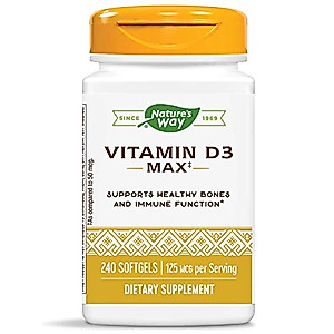 Nature's Way Vitamin D3 Max, Supports Healthy Bones and Teeth*, Supports Immune Health*, 125mcg per Serving, 240 Softgels