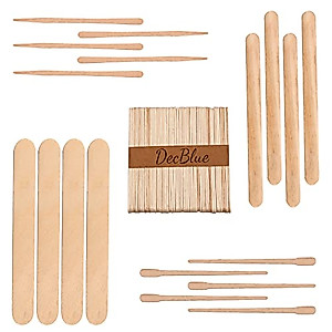 DecBlue 300 Pcs Wooden Wax Sticks 4 Styles Wood Waxing Spatulas Applicators Hair Removal S M L Sizes for Body Legs Facial or Wood Craft Sticks (300Pcs)