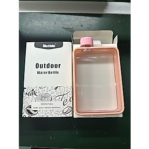 MoChic Flat Water Bottle Travel Flask Portable Travel Mug BPA Free A5 Water Bottle for Sports Camping Gym Fitness Outdoor 13oz Fit in Any Bag (Pink)…