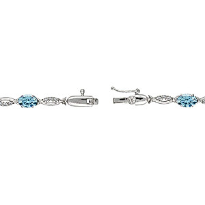 B. BRILLIANT Sterling Silver Light Blue 6x4mm Oval-Cut Tennis Bracelet Made with European Crystals