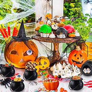 DIYDEC 12pcs Mini Black Cauldron with Handle Halloween Mini Witch Cauldron Kettles Multi-purposed Small Plastic Cauldron Halloween Pot Candy holder for Halloween & St. Patrick’s Day Party Favors Decor