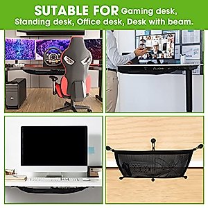 Under Desk Cable Management Net for Sit Stand Desk, Privacy Mesh Cable Manager,Flexible Under Desk Wire Net Large Capacity Cord Organizer Net,Cord Management Solution (23.6X11.8 Inches)