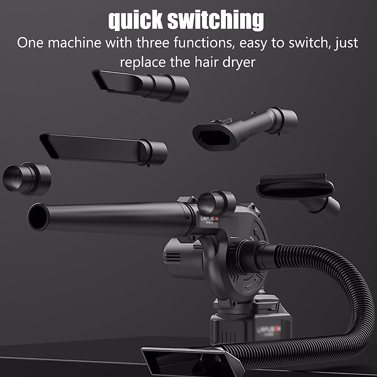 Electric Cordless Snow Blower, 3 in 1 Portable Snow Air Blower, Infinitely Variable Speed, 0-18000r/min Speed, High Speed Cooling System, for Garden, Patio, Lawn