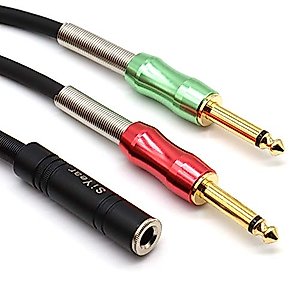 SiYear 1/4" Stereo to Dual 1/4" Mono Insert Cable, 6.35mm (Quarter inch Female TRS to Dual 1/4 Inch Male Y Splitter Breakout Cable Patch Cord (50CM)