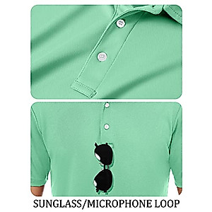 TACVASEN Men's Summer Polo Shirts Casual Lightweight Short Sleeve Collared T-Shirt Mint Green M