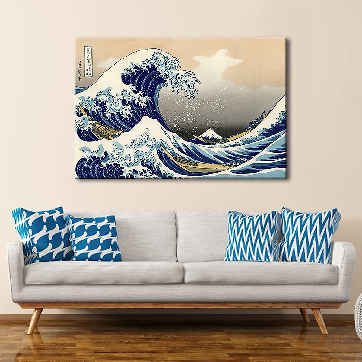 Wieco Art Great Wave of Kanagawa Katsushika Hokusai Giclee Canvas Prints Wall Art Abstract Seascape Pictures Paintings for Living Room Home Decorations Large Modern Stretched and Framed Sea Artwork