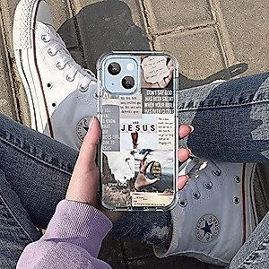 Jesus Quotes Case for iPhone 13 Mini,Christian Motivational Bible Verse Collage Pattern Case for Men Women,Unique Design Soft TPU iPhone 13 Mini Bumper Case