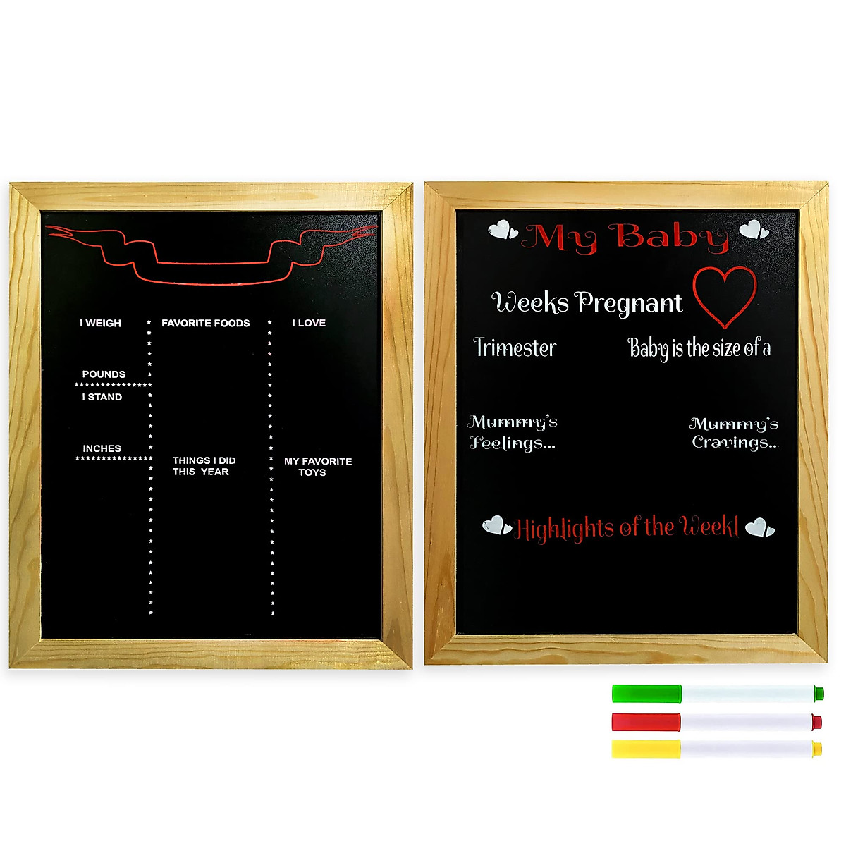 2 in 1 Reversible Monthly Baby Milestone Board & Pregnancy Baby Milestone Chalkboard | Baby Board | Baby Monthly Chalkboard Sign | Pregnancy Announcement | Baby Bump | Gift Mom Baby Shower | 12" x 16"