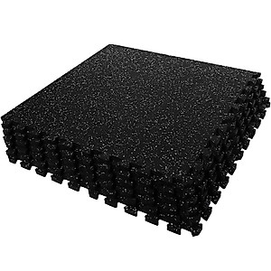 SUPERJARE 6 Tiles Equipment Flooring Mat for Floor Workout Exercise Home Gym with Heavy Duty Rubber Top, Interlocking Rubber , 24" x 24" (24 sqft), 0.56 Inch Thick