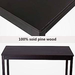 Alohappy 3 Piece PineWood Dining Set for 4，45" Dining Room Table Set with 2 Benches for Home Kitchen Dining Room Furniture,Bench Style & Space-saving (Espresso)