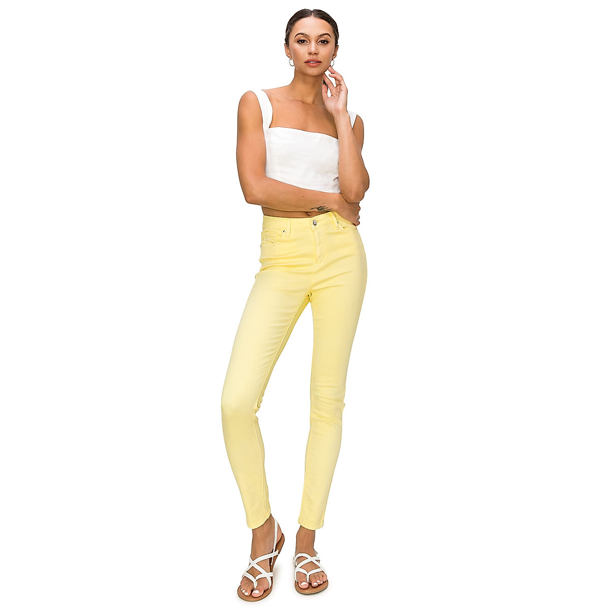 KHAKI & BLUE Cali1850 Women’s The Everyday Garment-Dyed Skinny Jeans – Soft Stretchy High Rise Comfy Casual Pants 79500JDM777_LYW 10