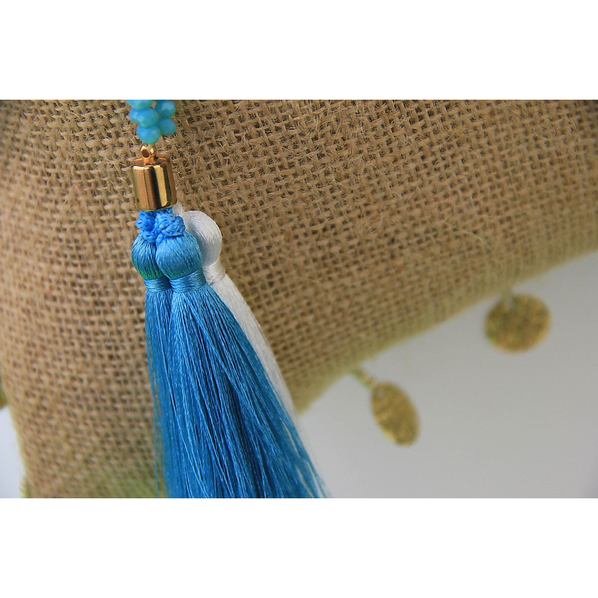 KarensLine Handmade Evil Eye Beach Bags Eco Friendly Bags Shoulder Bag Women Zipper Closure Wipeable Inner Lining