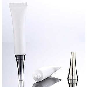 6PCS 15ML/0.5oz Empty White Plastic Soft Squeeze Tubes Cosmetic Eye Cream Tube Bottle with Silver Cap Makeup Sample Travel Packing Container Jars Dispenser for Eyecream Lip Balm Gloss DIY Beauty Tool